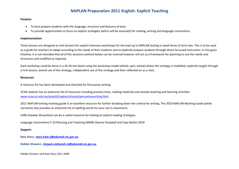NAPLAN Preparation English NAPLAN Preparation English