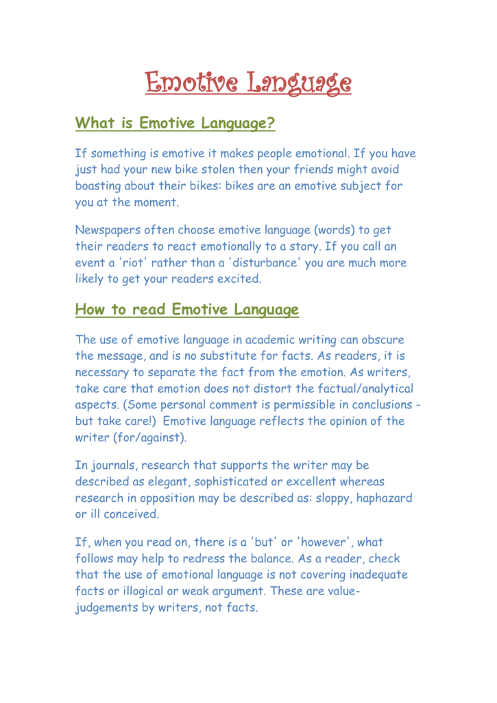Emotive Language Emotive Language