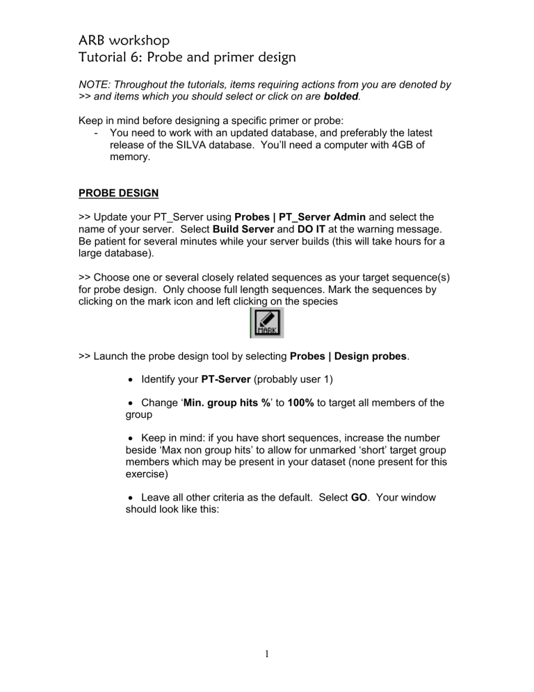 Designing probes & primers using ARB - C-MORE