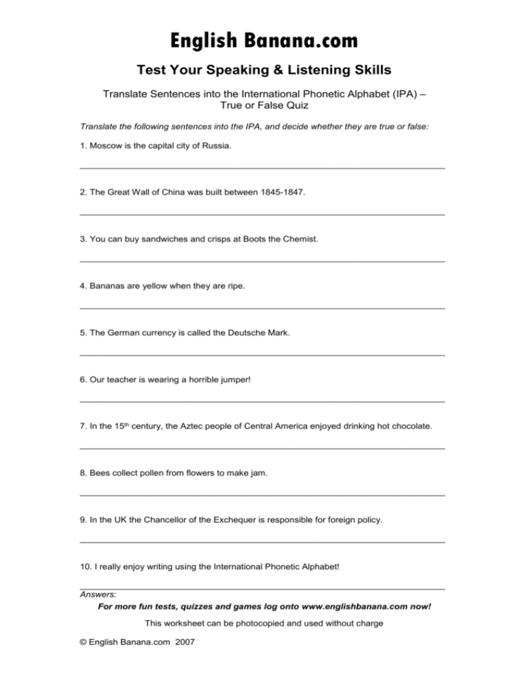 Instructions To Teachers 