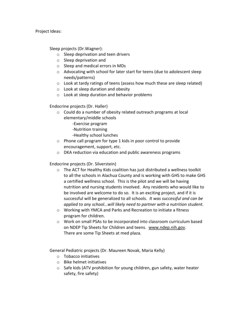 Additional Project Ideas