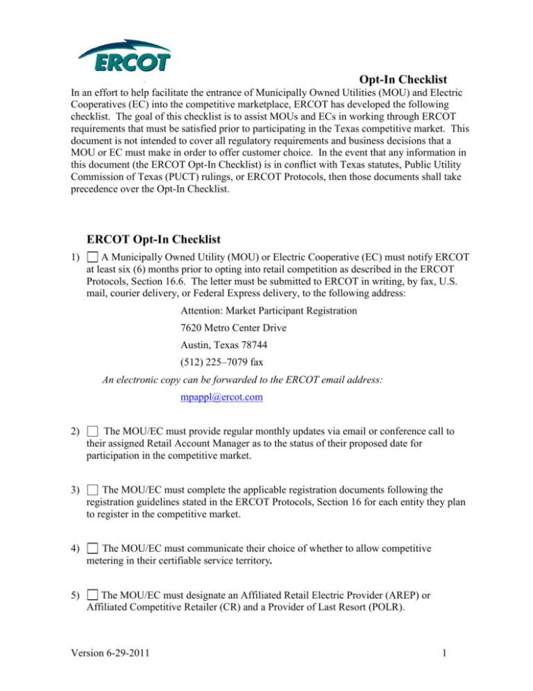 Opt-In Checklist