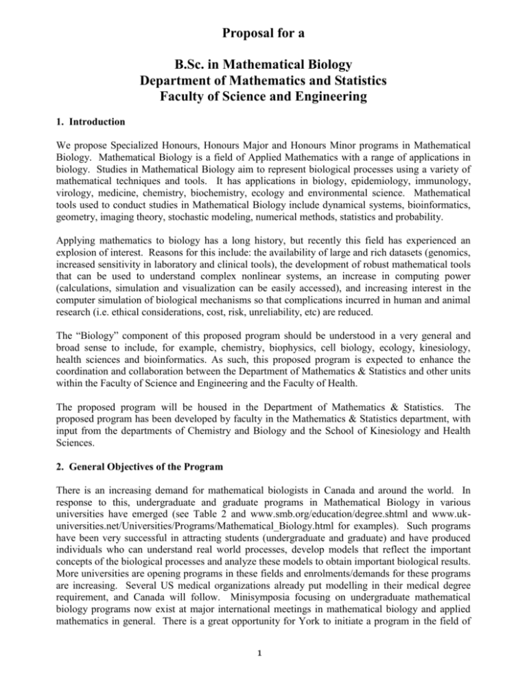 Proposal For A Department Of Mathematics And Statistics