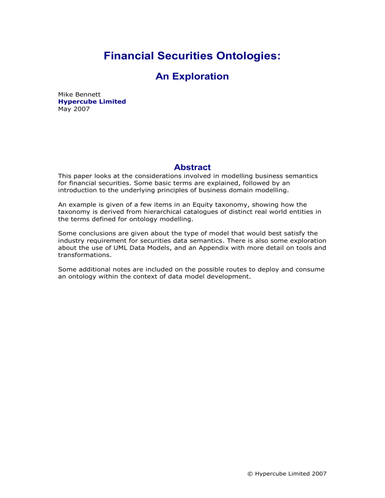 Financial Securities Ontology