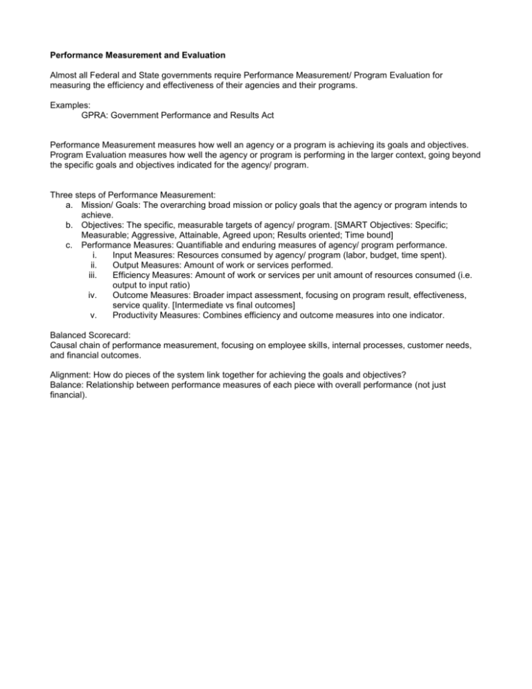 Performance Measurement And Evaluation