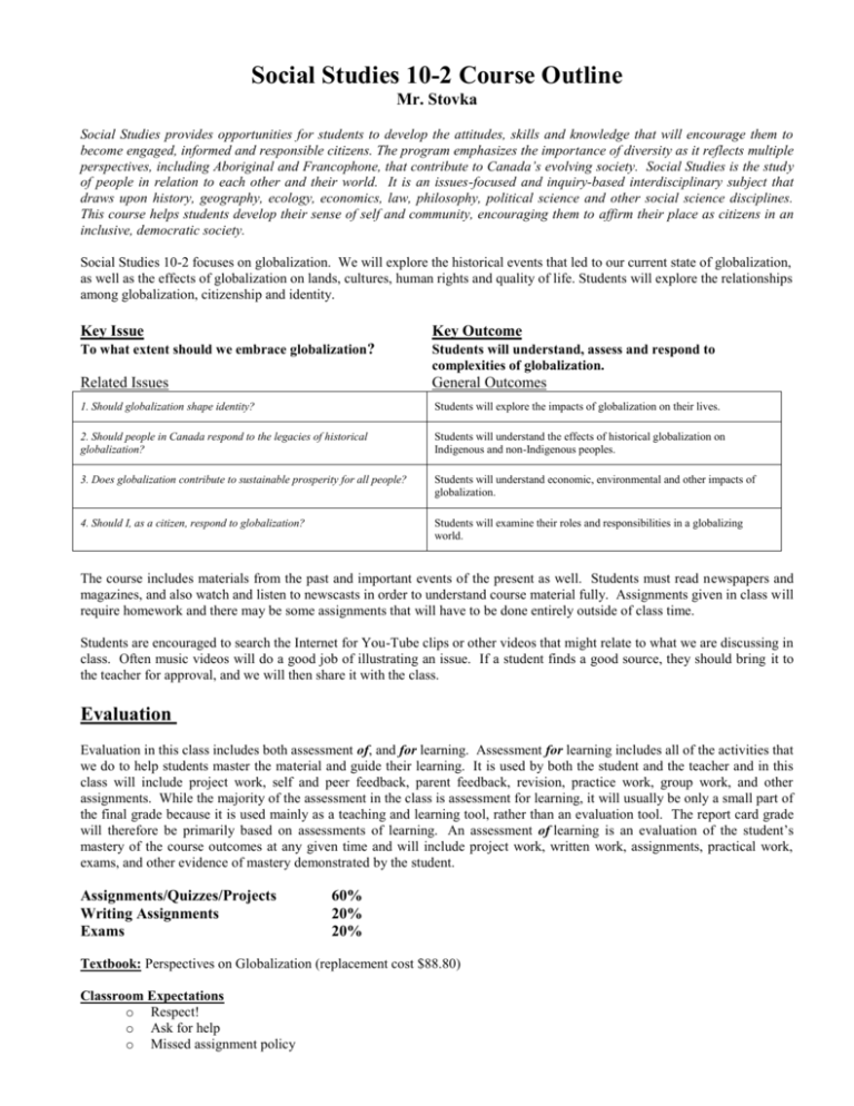 Social 10-2 Course Outline