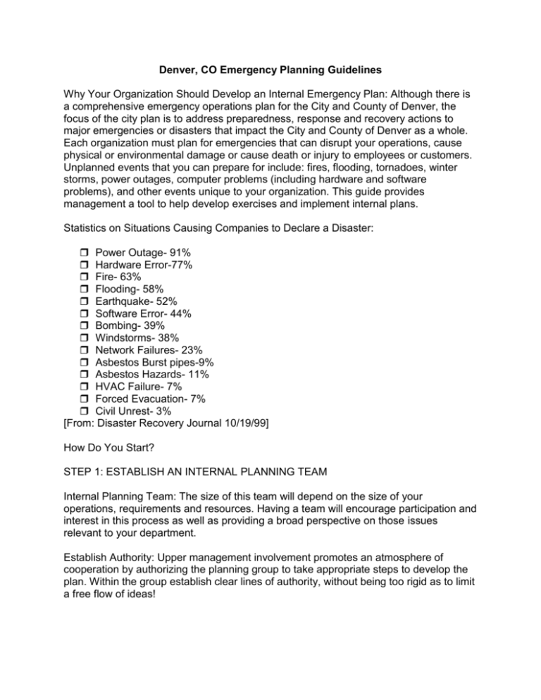 Denver, CO, Emergency Planning Guidelines