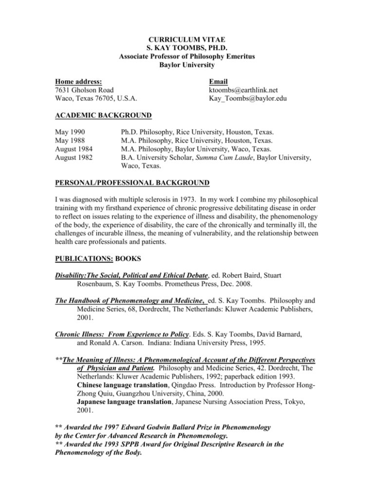 CURRICULUM VITAE Baylor University