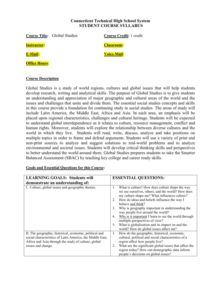 Global Studies Syllabus Template