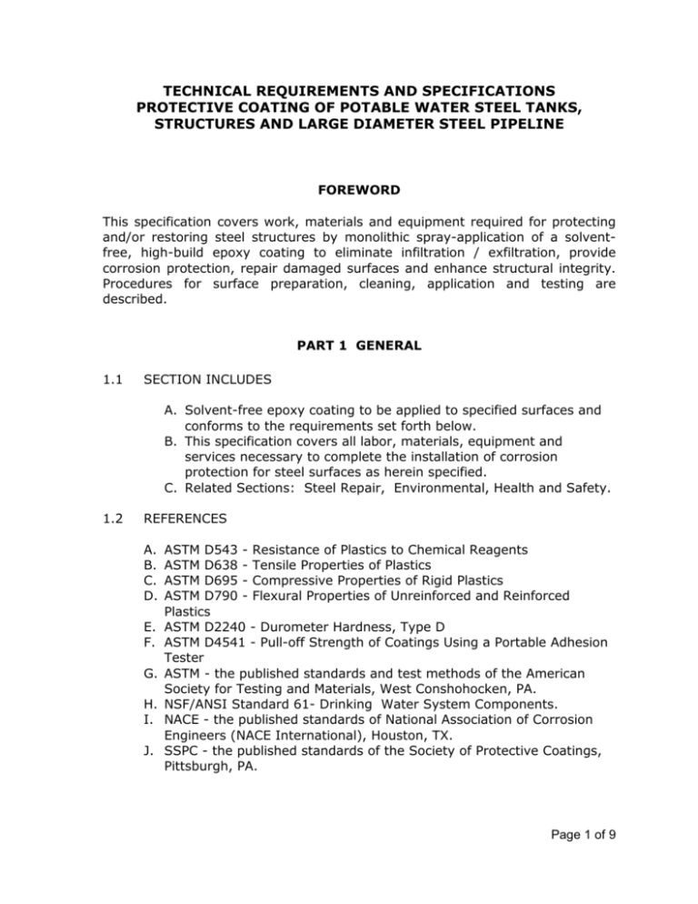 Steel Potable Water Structure and Pipe Spec