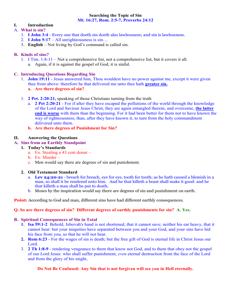 B Degrees Of Eternal Punishment For Sin