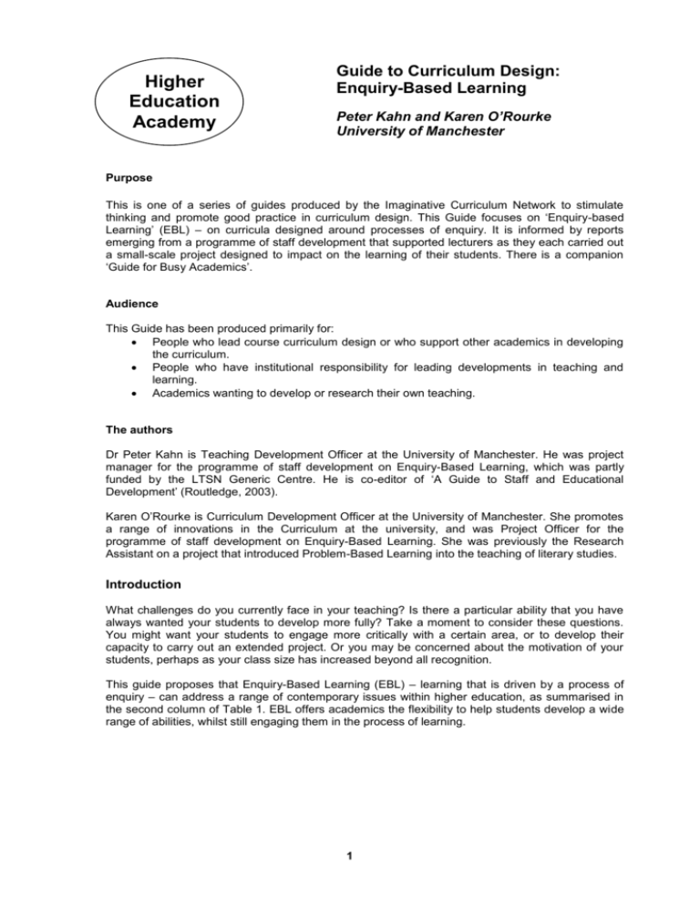 Guide to Curriculum Design