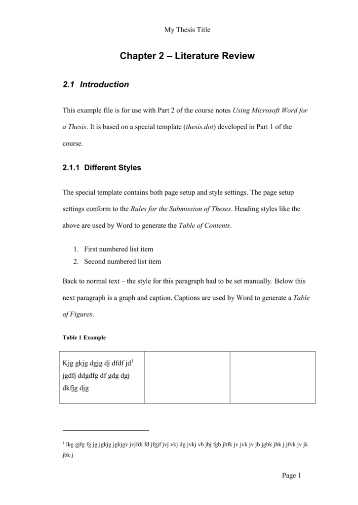 Chapter 2 Thesis Introduction Sample Thesis Title Ideas For College
