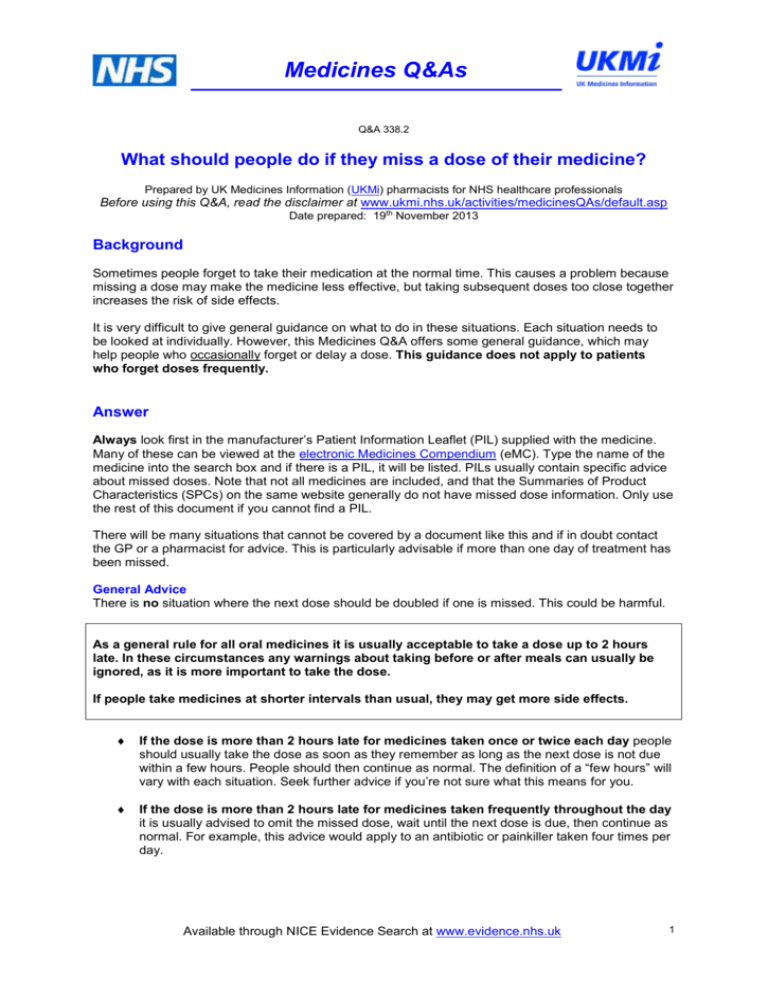 UKMi Q&A xx - NHS Evidence Search