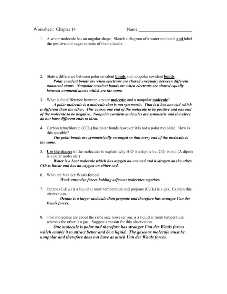 Worksheet Chapter 14