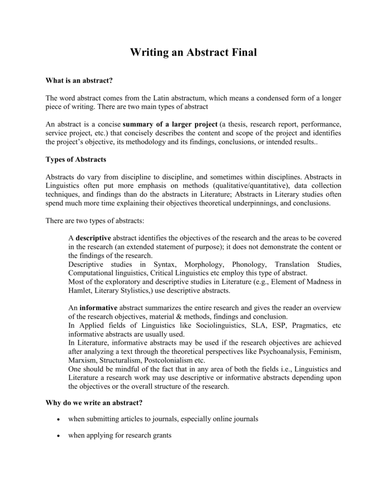  What Is An Abstract In Project Writing 6 Abstract Writing Examples