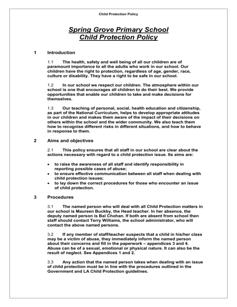 Child Protection Policy Spring Grove Primary School Child Protection Policy Spring Grove Primary School