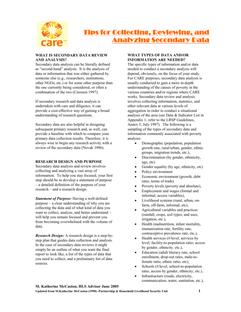 Secondary Data Analysis Methods And Considerations Secondary Data Analysis Methods And Considerations