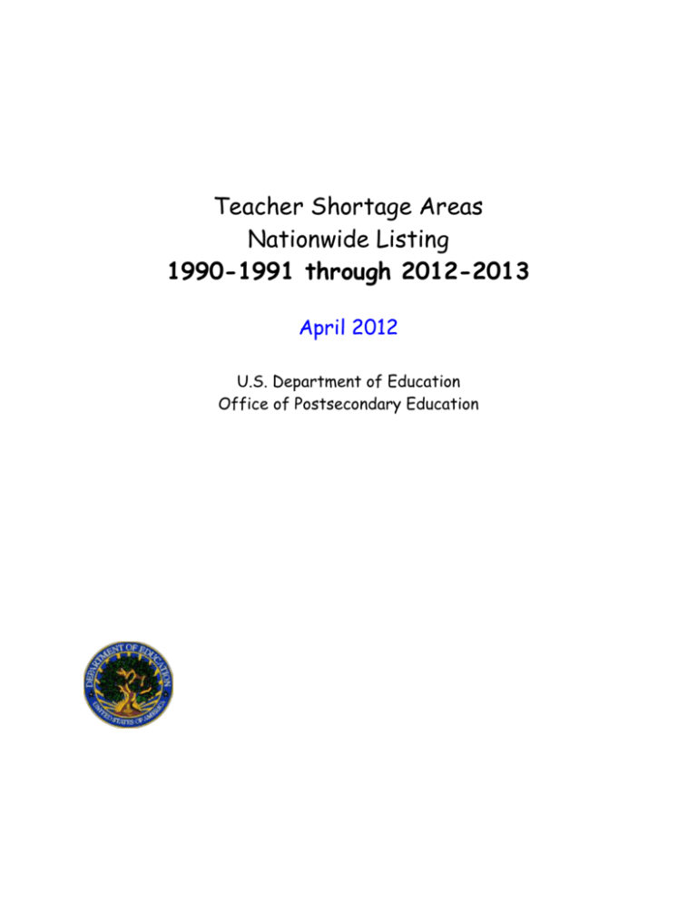 Teacher Shortage Areas Nationwide Listing teacher-shortage-areas-nationwide-listing