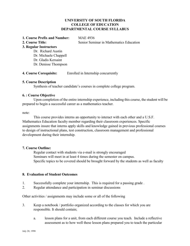 Syllabus College Of Education