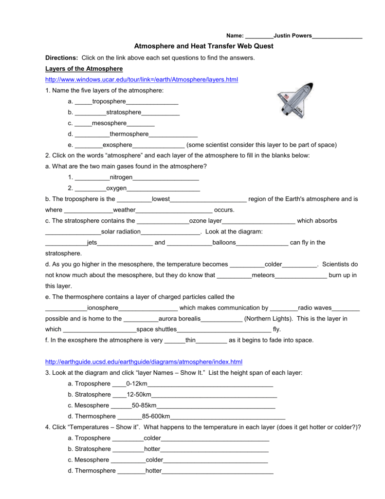 Thermal Energy Transfer Worksheet Answer Key