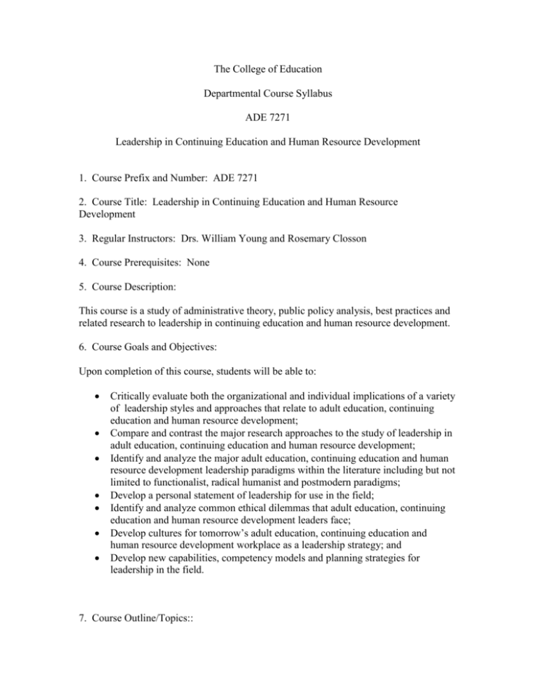 Syllabus College Of Education Syllabus College Of Education
