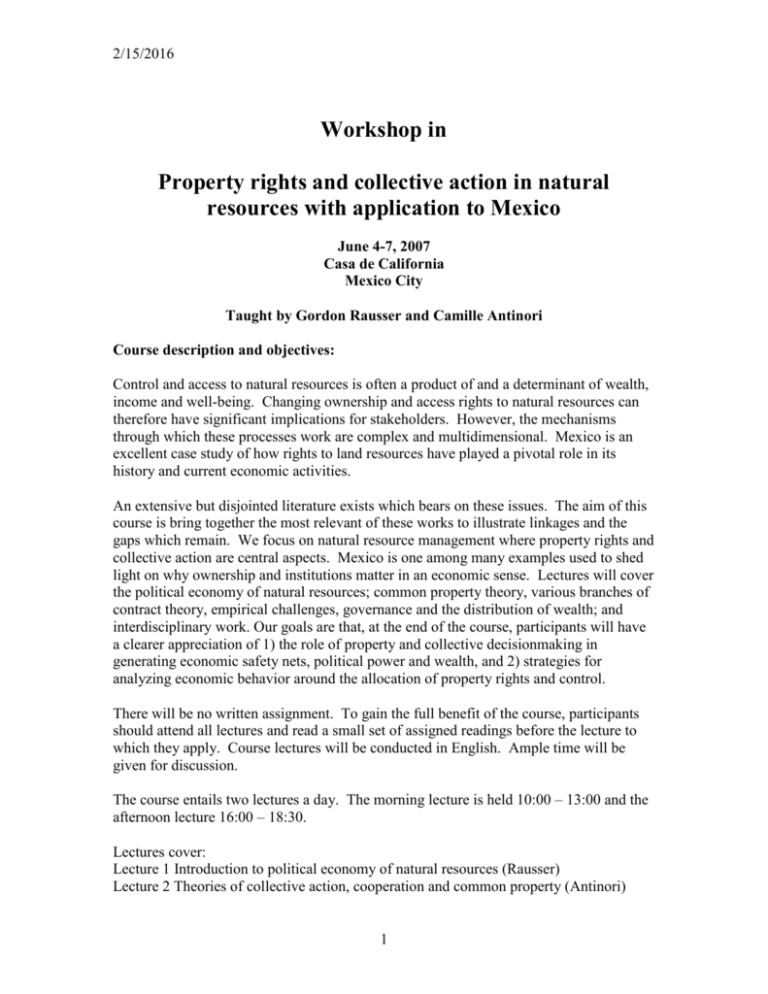 Property rights and collective action in natural resources