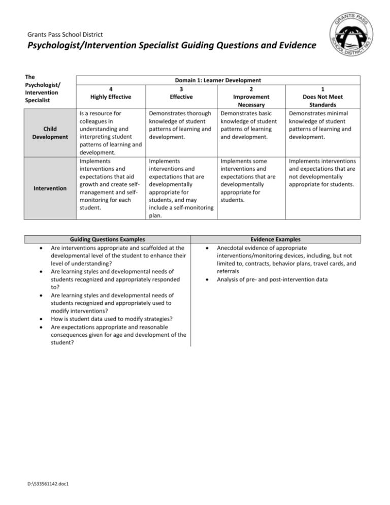Psychologist Intervention Specialist Questions Evidence psychologist-intervention-specialist-questions-evidence