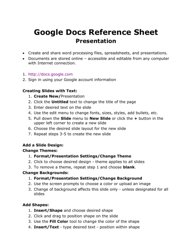 Google Docs Presentation