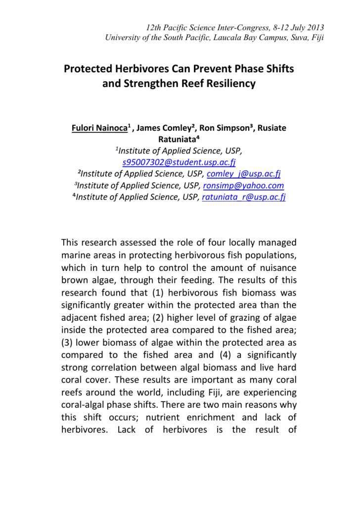 Conference Abstract Template 12th Pacific Science Inter