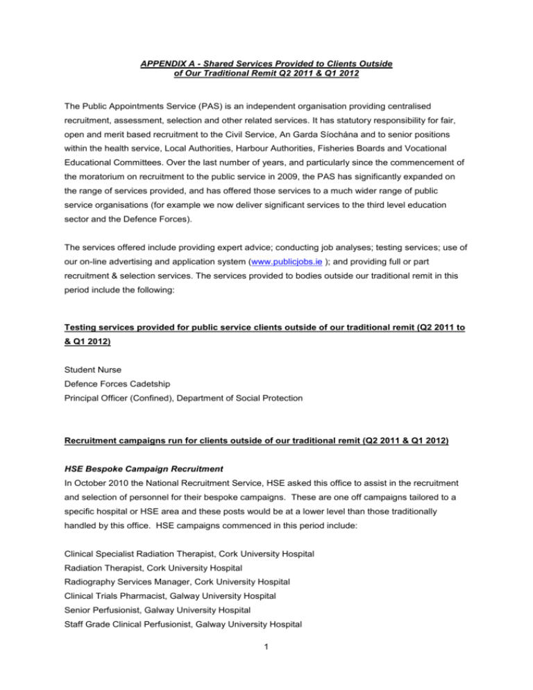 1. Shared Services Provided to Clients Outside of Our