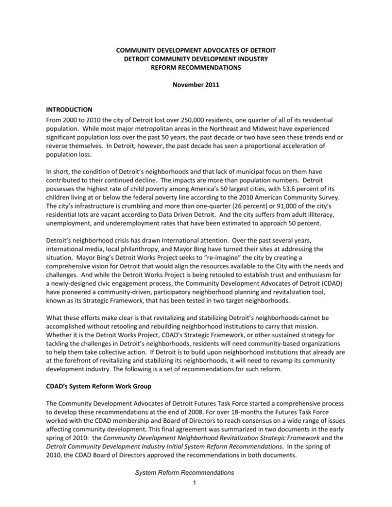 Industry Reform Concept Paper
