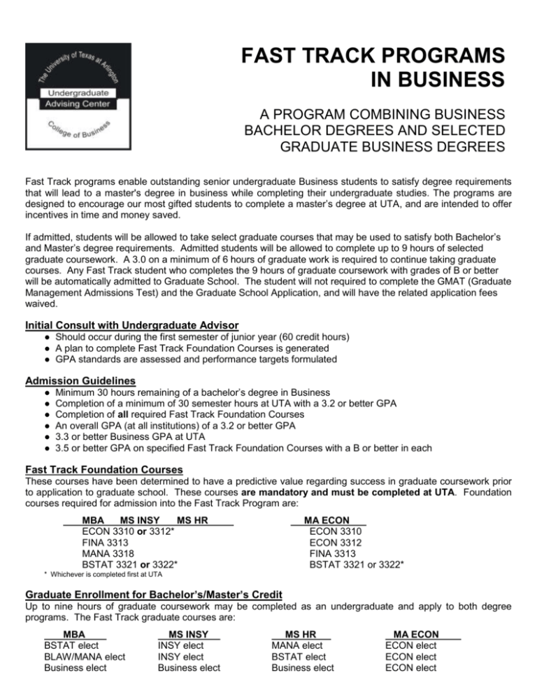 Fast Track Foundation Courses Fast Track Foundation Courses