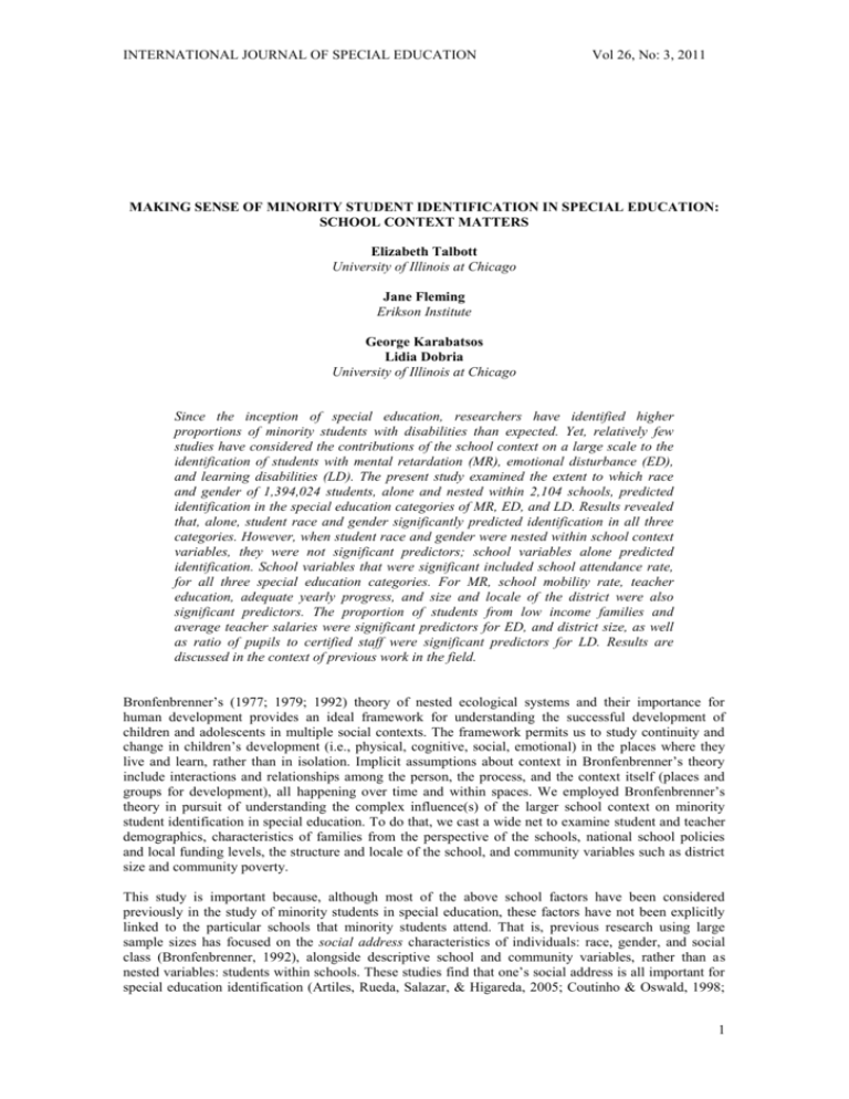 Making Sense Of Minority Student Identification In Special Education Making Sense Of Minority Student Identification In Special Education