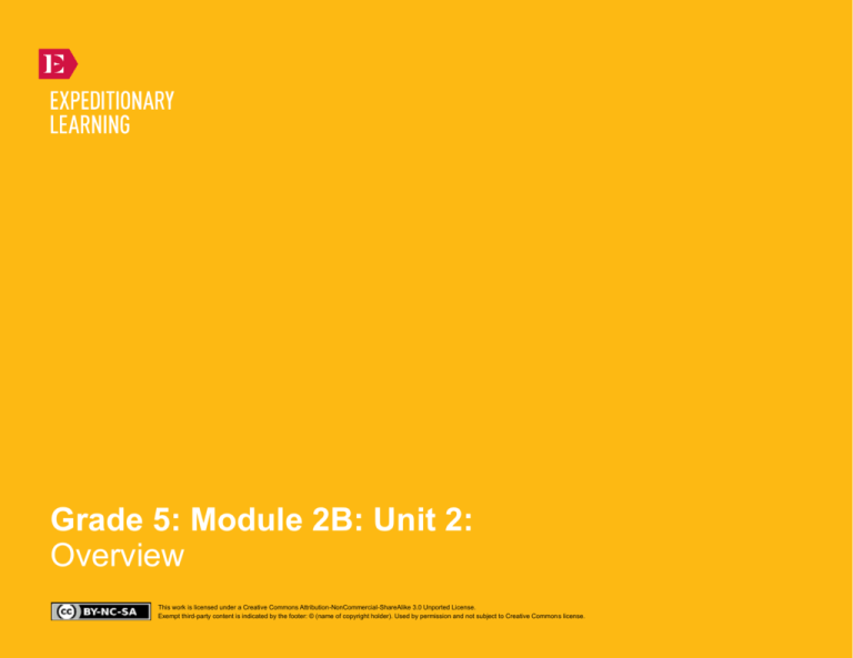 Grade 5 ELA Module 2B Unit 2 Overview