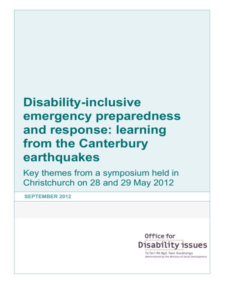 Disability-inclusive emergency prepraredness and response