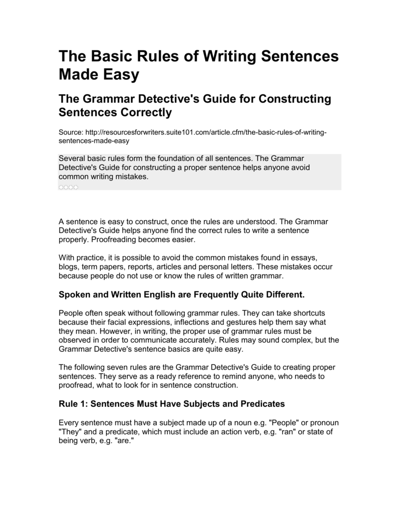 The Basic Rules Of Writing Sentences Made Easy