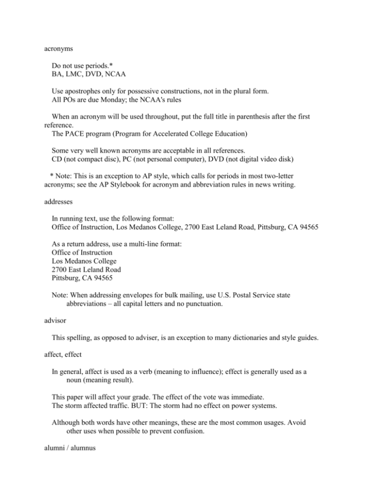 LMC Writing Style Guide
