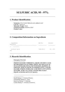 MATERIAL SAFETY DATA SHEET BATTERY FLUID ACID