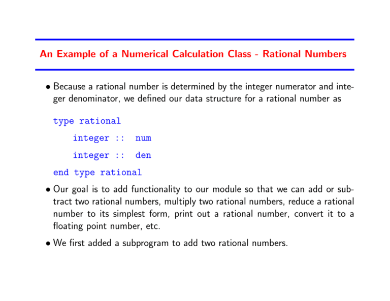 An Example Of A Numerical Calculation Class