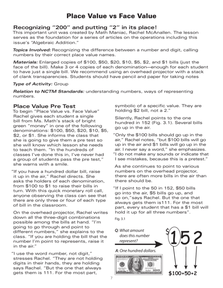 Place Value Vs Face Value