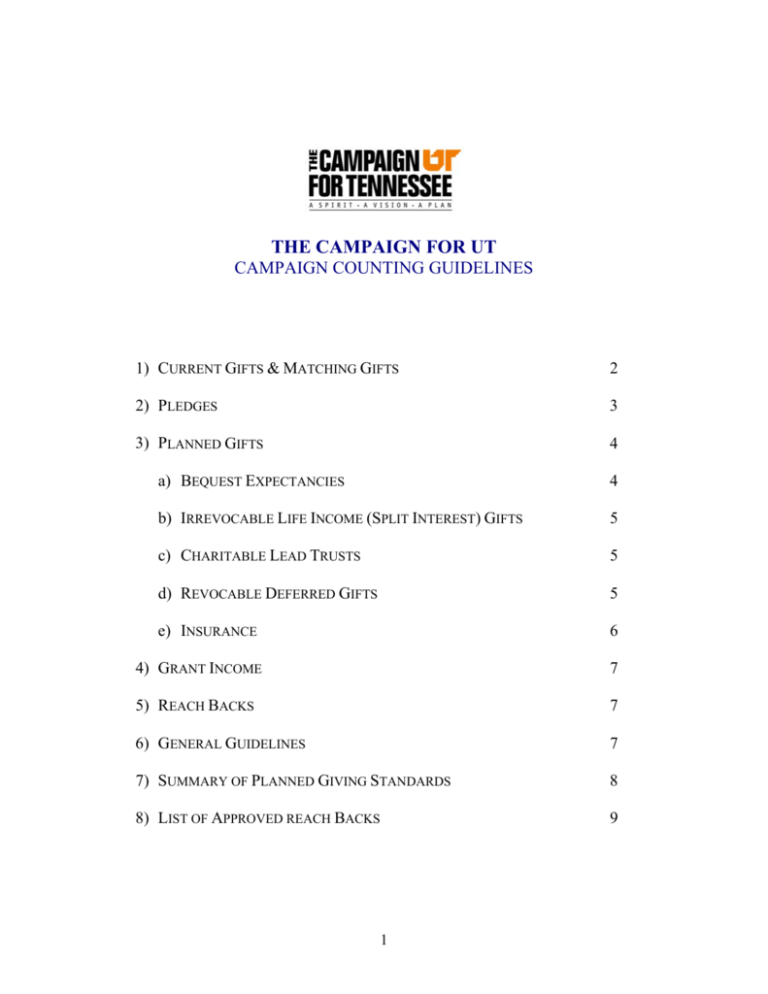 Campaign Counting Standards The University Of Tennessee