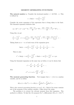 Solutions for Moment Generating Function worksheet