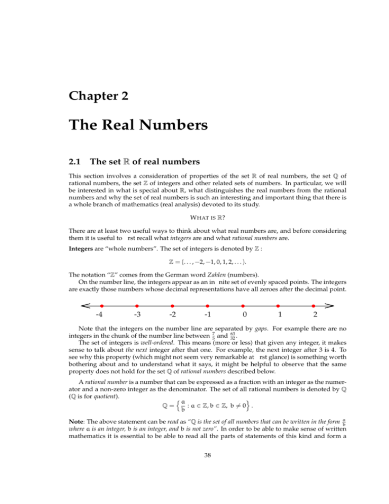 The Real Numbers The Real Numbers