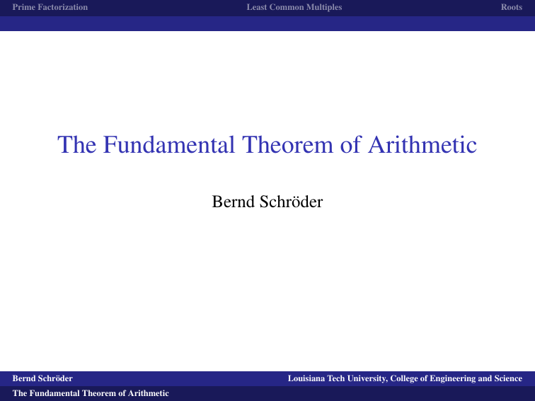 The Fundamental Theorem Of Arithmetic