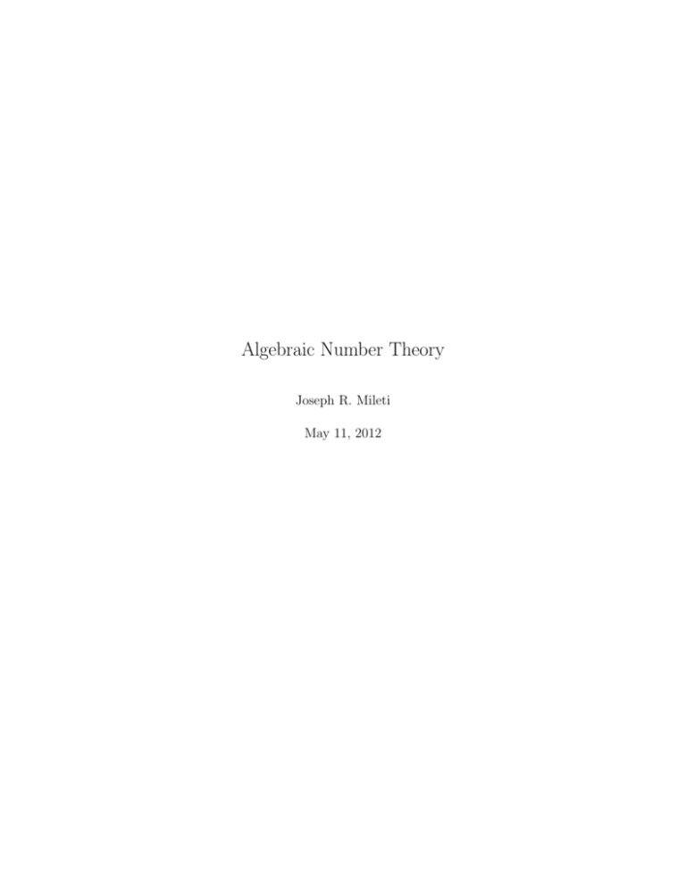 Algebraic Number Theory