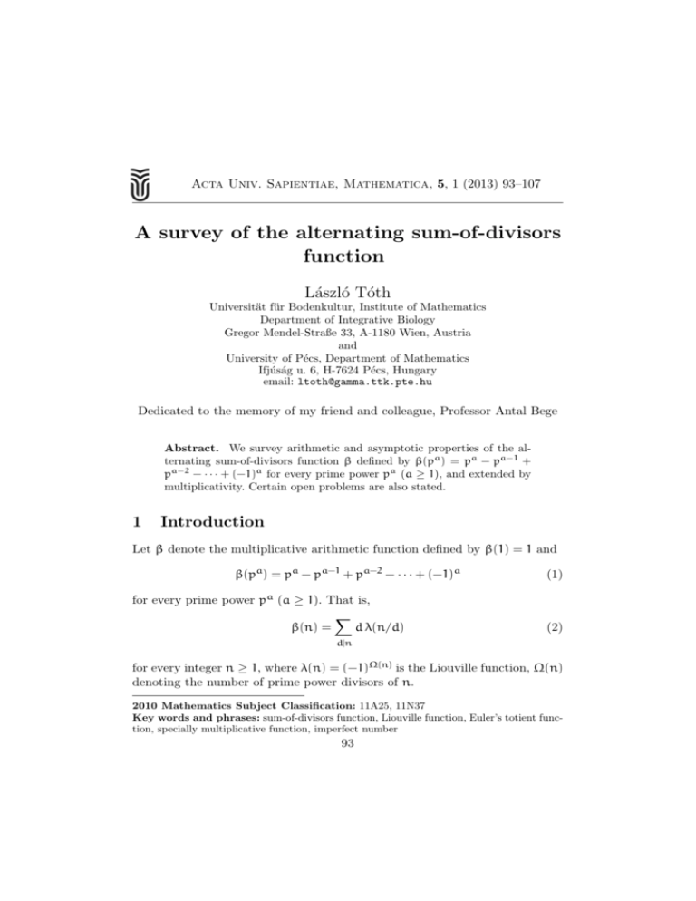 A Survey Of The Alternating Sum of