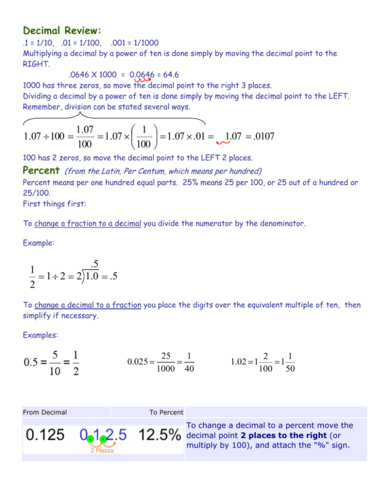 Decimal Review 