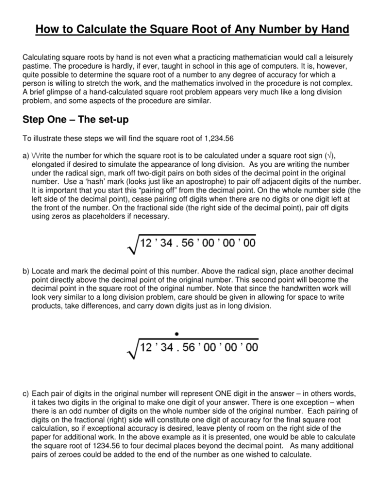 How To Calculate The Square Root Of Any Number By Hand How To Calculate The Square Root Of Any Number By Hand
