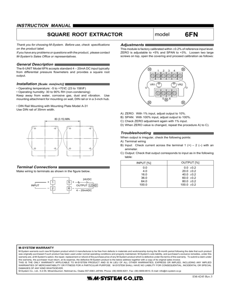 Model SQUARE ROOT EXTRACTOR M